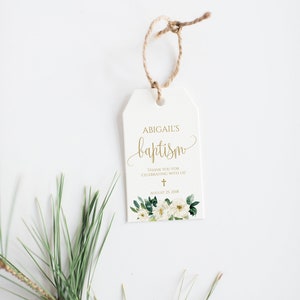 Round Favor Tags Template, Printable Baptism Favor Tags, First ...
