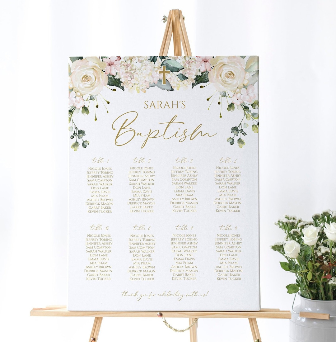 Printable Baptism, Seating Chart Template, DIY Seating Chart, Editable ...