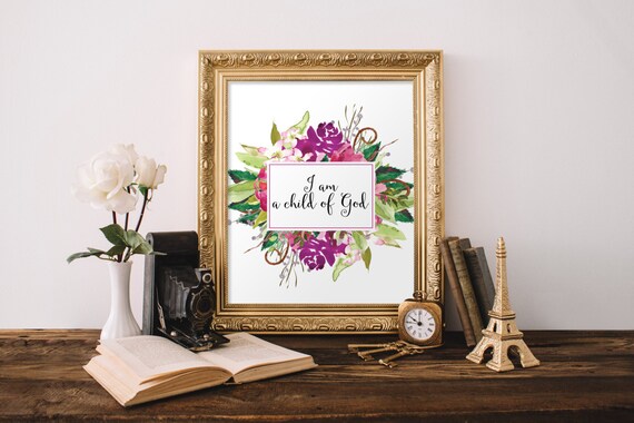 Bible verse wall art for a girls room floral decor kids room | Etsy