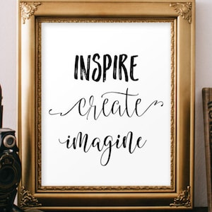 Inspire Create Imagine Print Inspirational Wall Art Trendy - Etsy