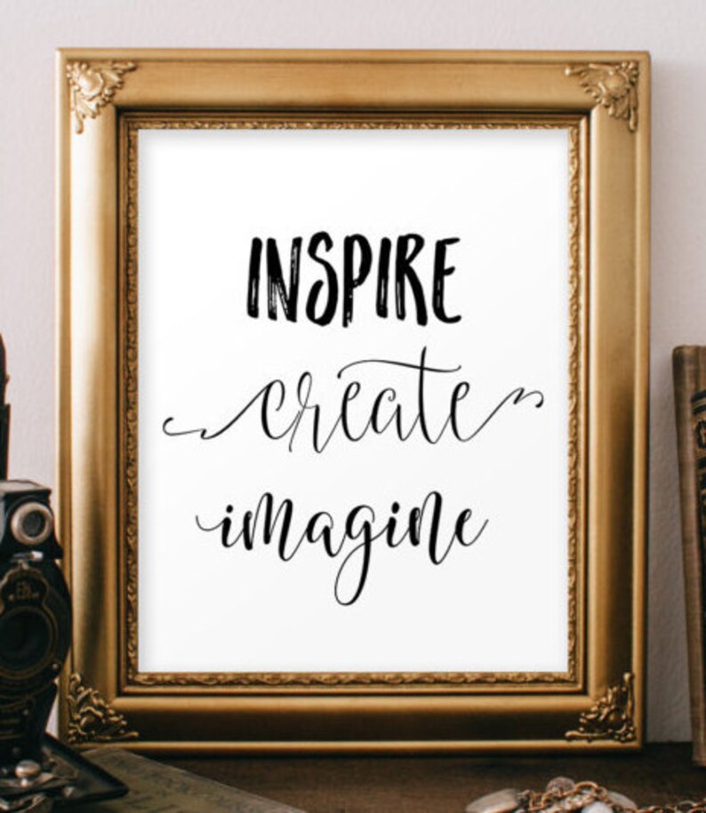 Inspire Create Imagine Print Inspirational Wall Art Trendy - Etsy