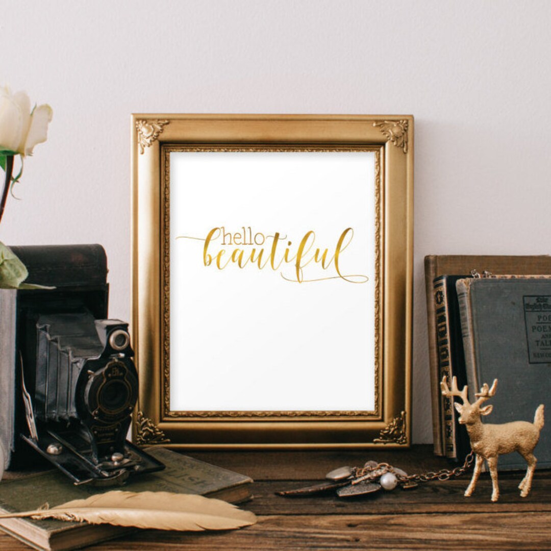 Hello Beautiful Printable Art, Gold Foil Print Nursery Prints Girl ...