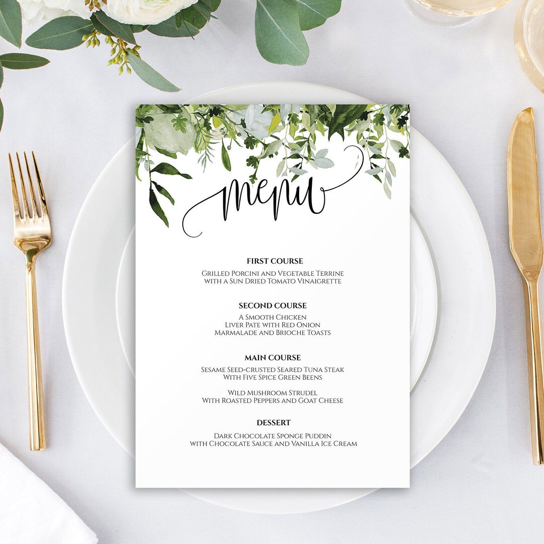 Baptism Menu, Instant Download, Greenery Baptism Menu, Boy Christening ...
