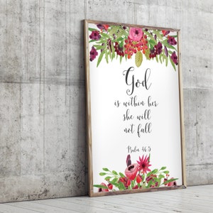Scripture Art Wall Decor, Bible Verse Printable, God is Within Her ...