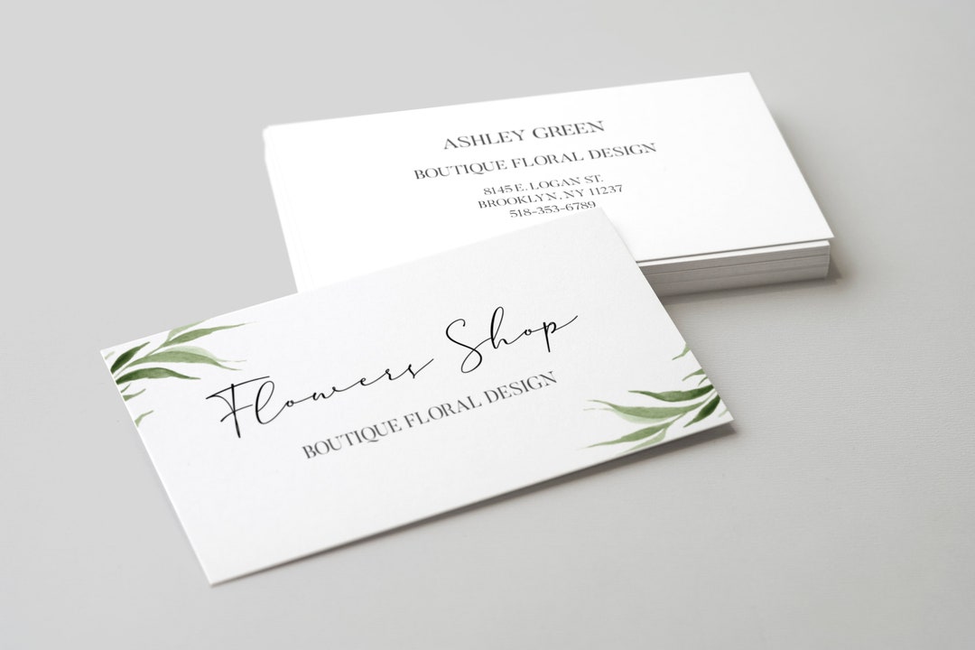 Printable Business Cards, Greenery Business Card Template, Business ...