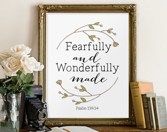 Nursery bible verse Nursery art Fearfully and wonderfully | Etsy