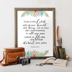 Trust in the Lord With All Your Heart, Proverbs 3:5-6, Printable Verses ...