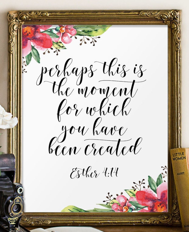 Nursery bible verse Christian scripture art Esther 4:14 | Etsy