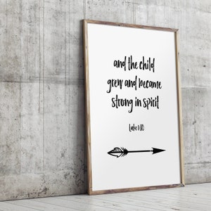 Luke 1:80 Verse, Nursery Bible Verse, Boy Nursery Decor, Nursery Arrows ...