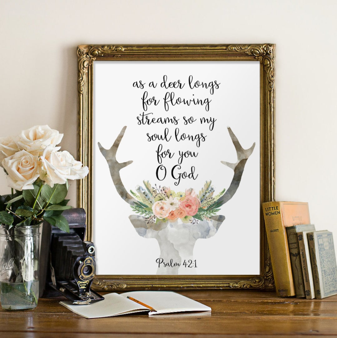 Psalm 42, Deer Bible Verse, Bible Verse, Scripture Print, Christian Art ...