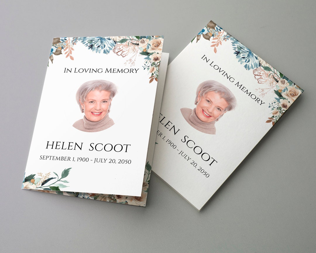 Folded Funeral Program Template, Printable Funeral Program Template ...