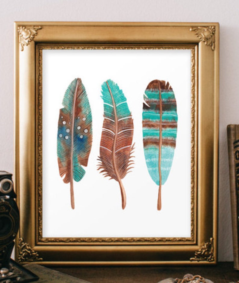 Printable Art Watercolor Feather Print Tribal Feather Print - Etsy