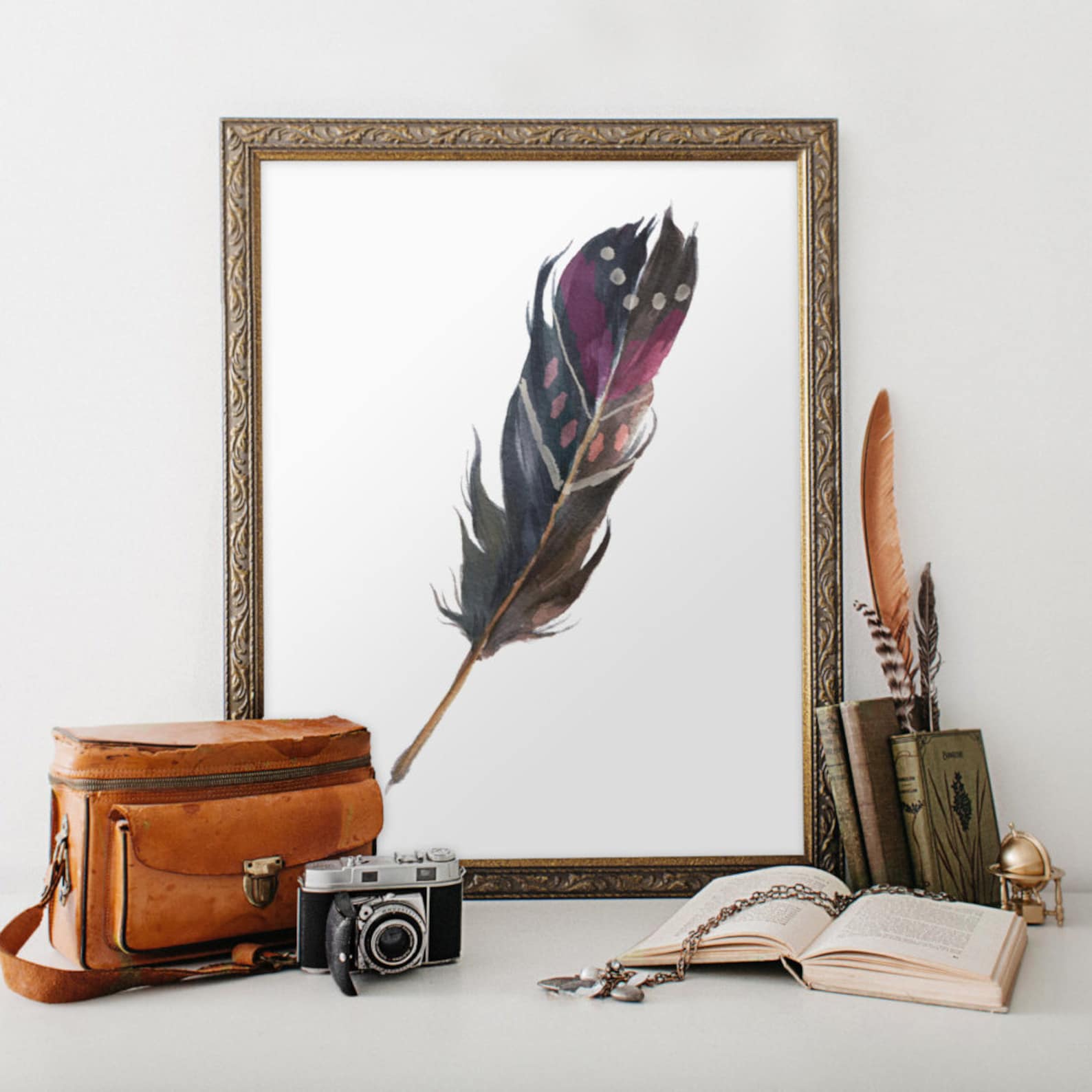 Printable Feather Poster Wall Art Printable Decor Instant | Etsy