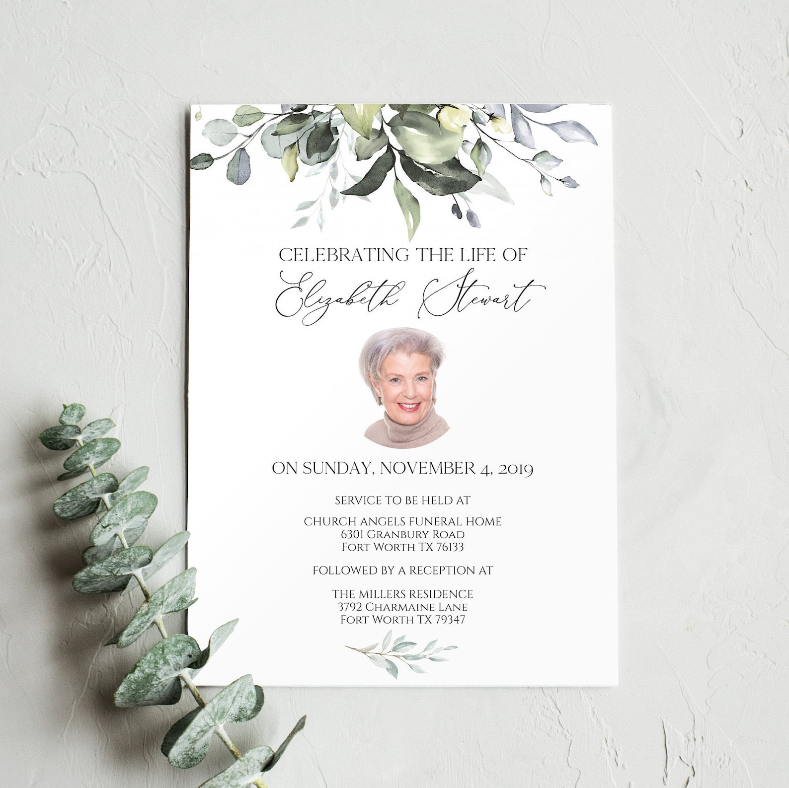 Funeral Invitation Instant Download Funeral Announcement - Etsy