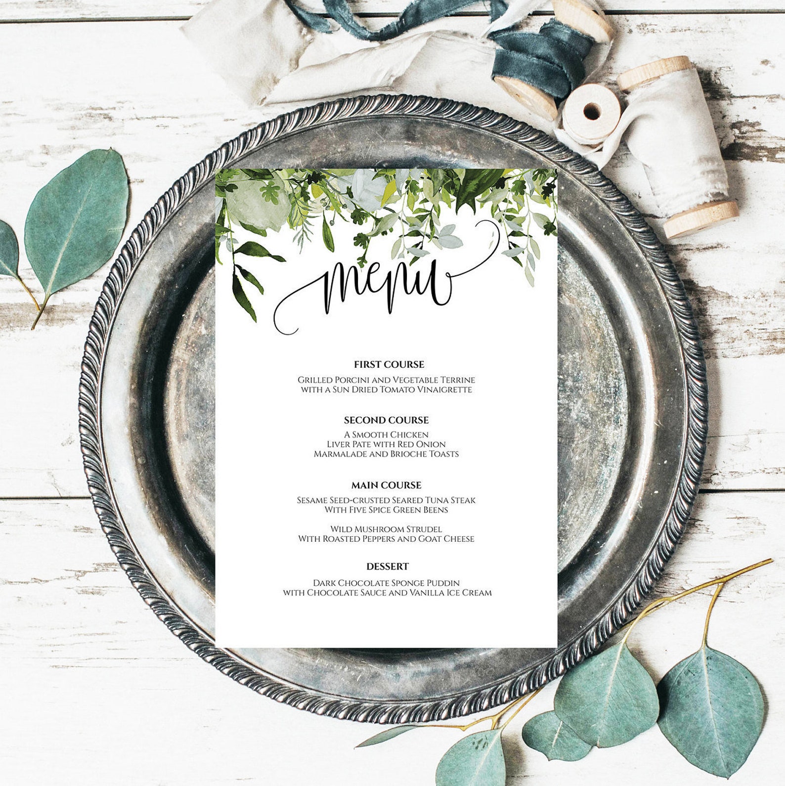 Baptism Menu, Instant Download, Greenery Baptism Menu, Boy Christening ...