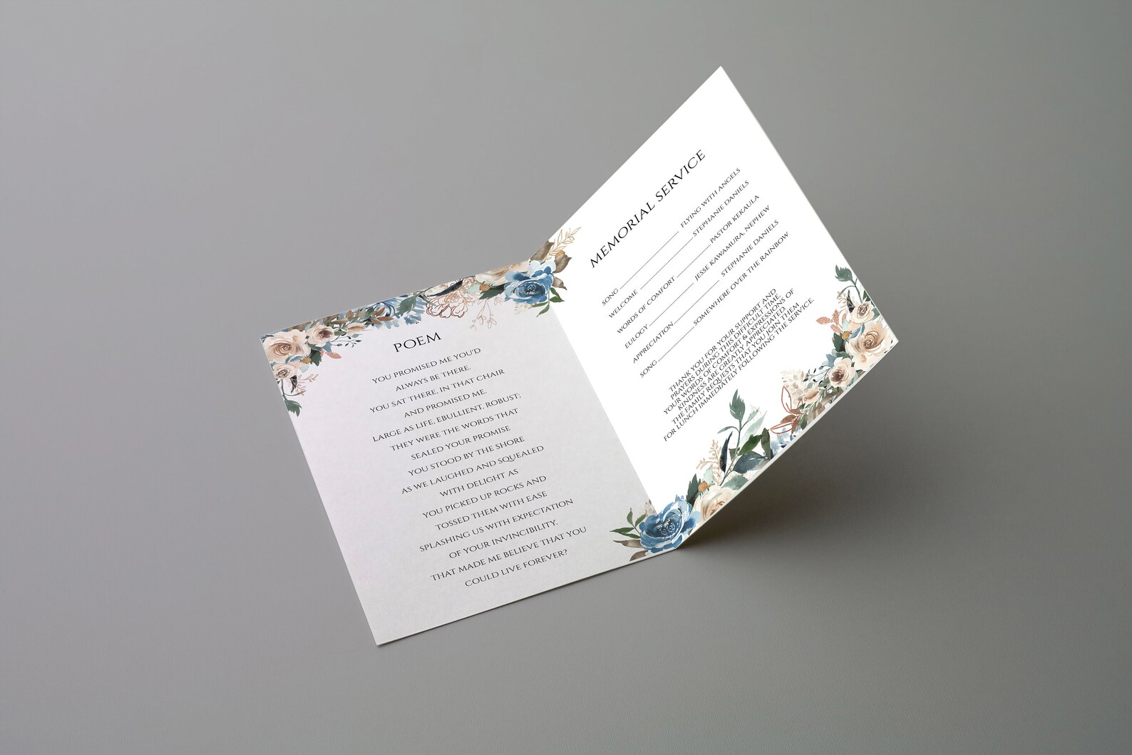 Folded Funeral Program Template Printable Funeral Program - Etsy