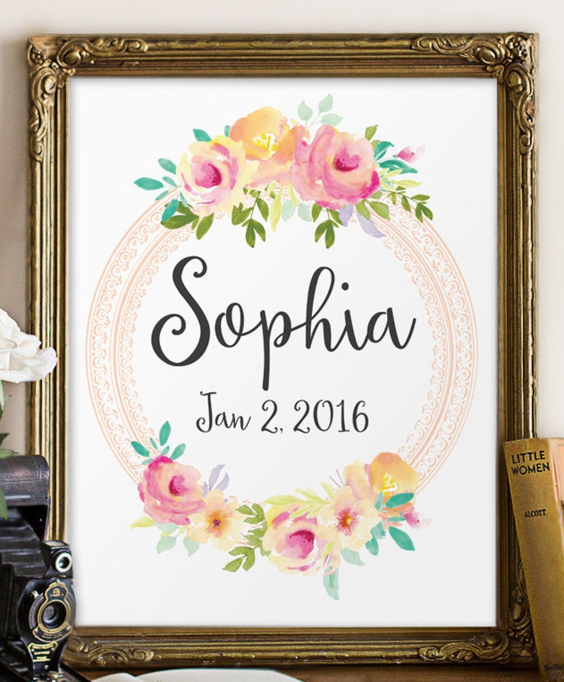 Personalized Printable Baby Girl Gift Baby Girl Name Sign - Etsy