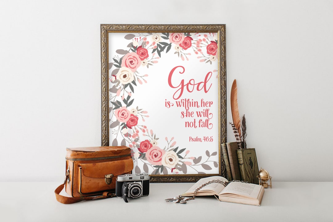 Bible Verse, Scripture Art, Wall Decor, God is Within Her, Bible Verse ...