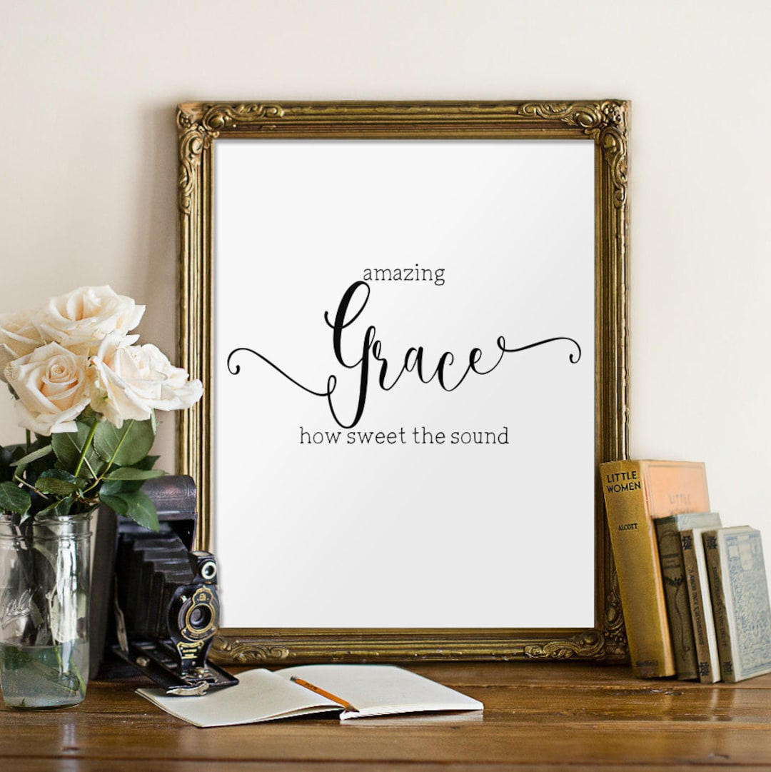 Amazing Grace Printable, Christian Wall Art, Hymn Wall Art, Bible Verse ...