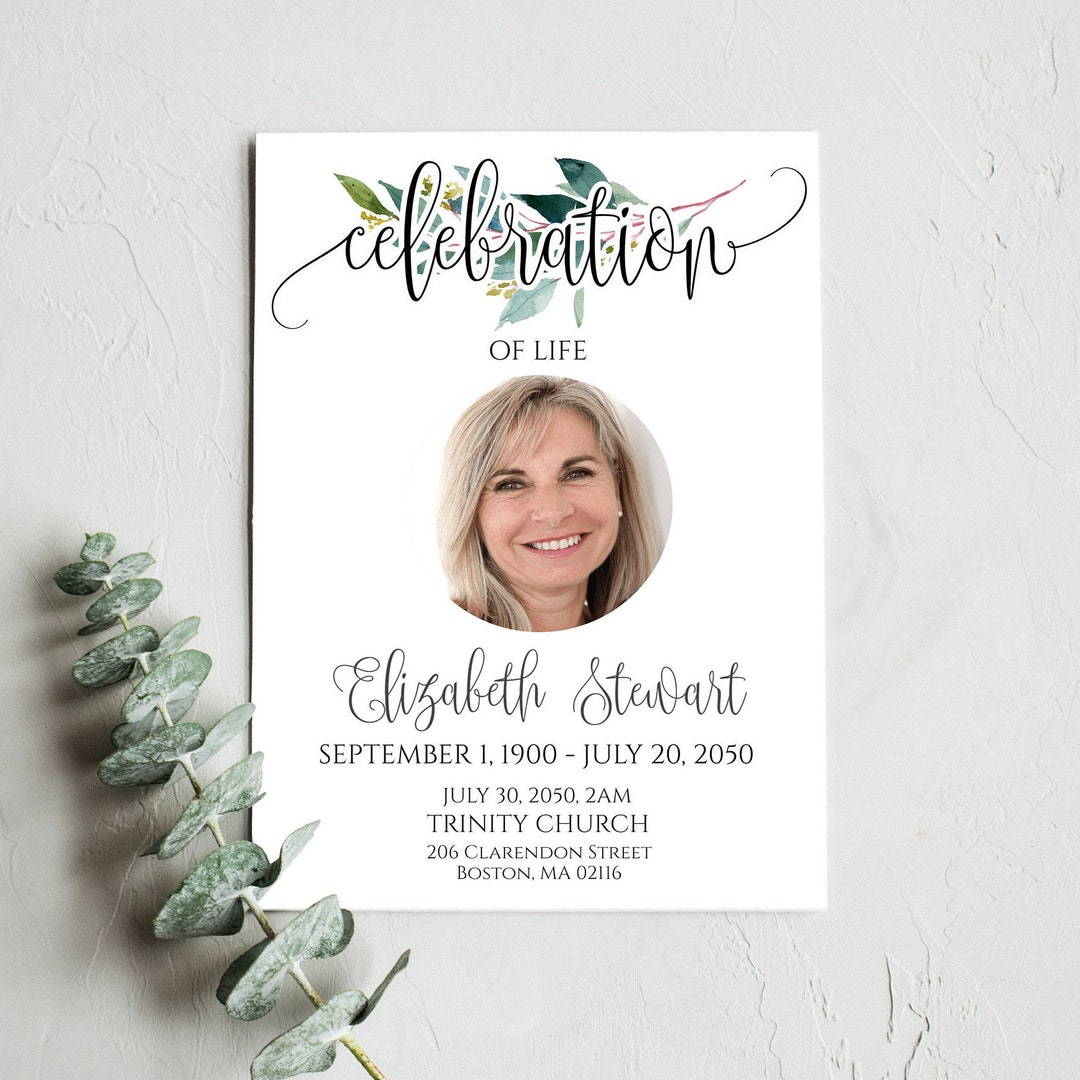 Celebration of Life Program Template, Funeral Program Template, Floral ...