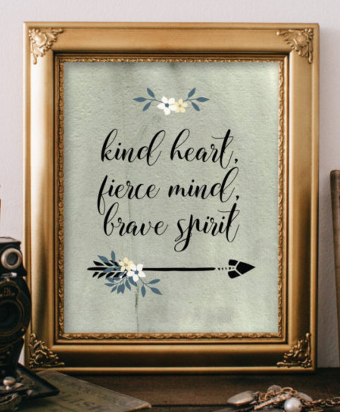 Quote Art Print Kind Heart Fierce Mind Brave Spirit - Etsy