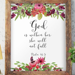 Scripture Art Wall Decor, Bible Verse Printable, God is Within Her ...