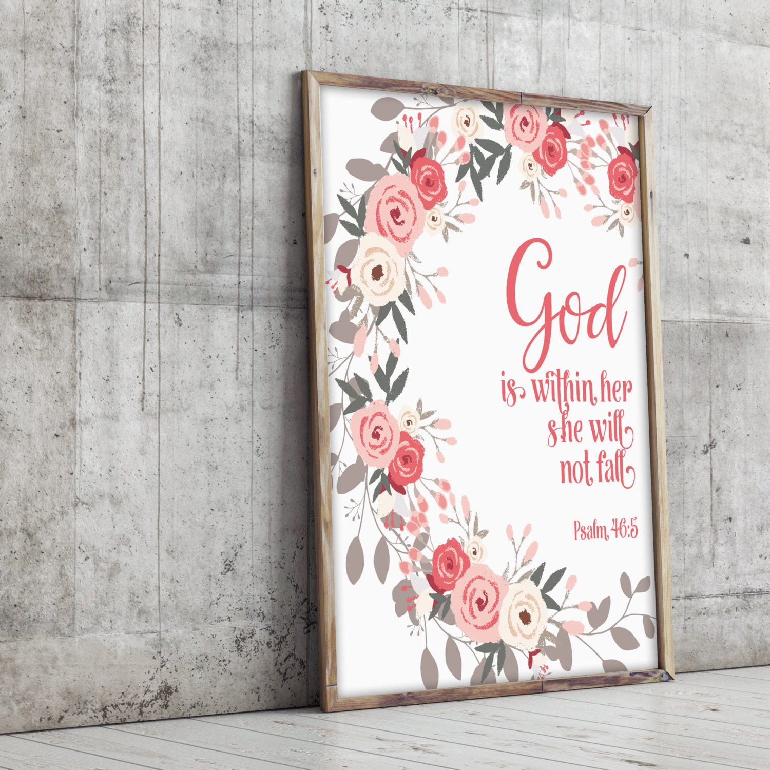 Bible Verse Scripture Art Wall Decor God is Within Her - Etsy