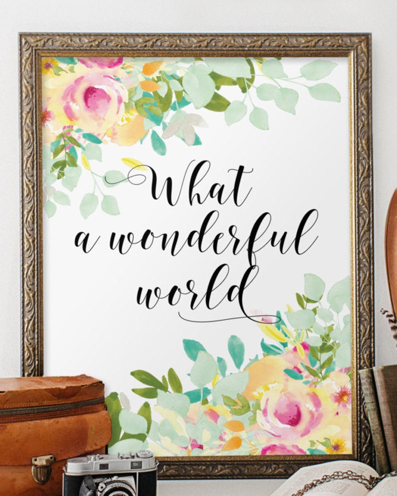 Song Lyrics Wall Art What a Wonderful World Print Typography | Etsy