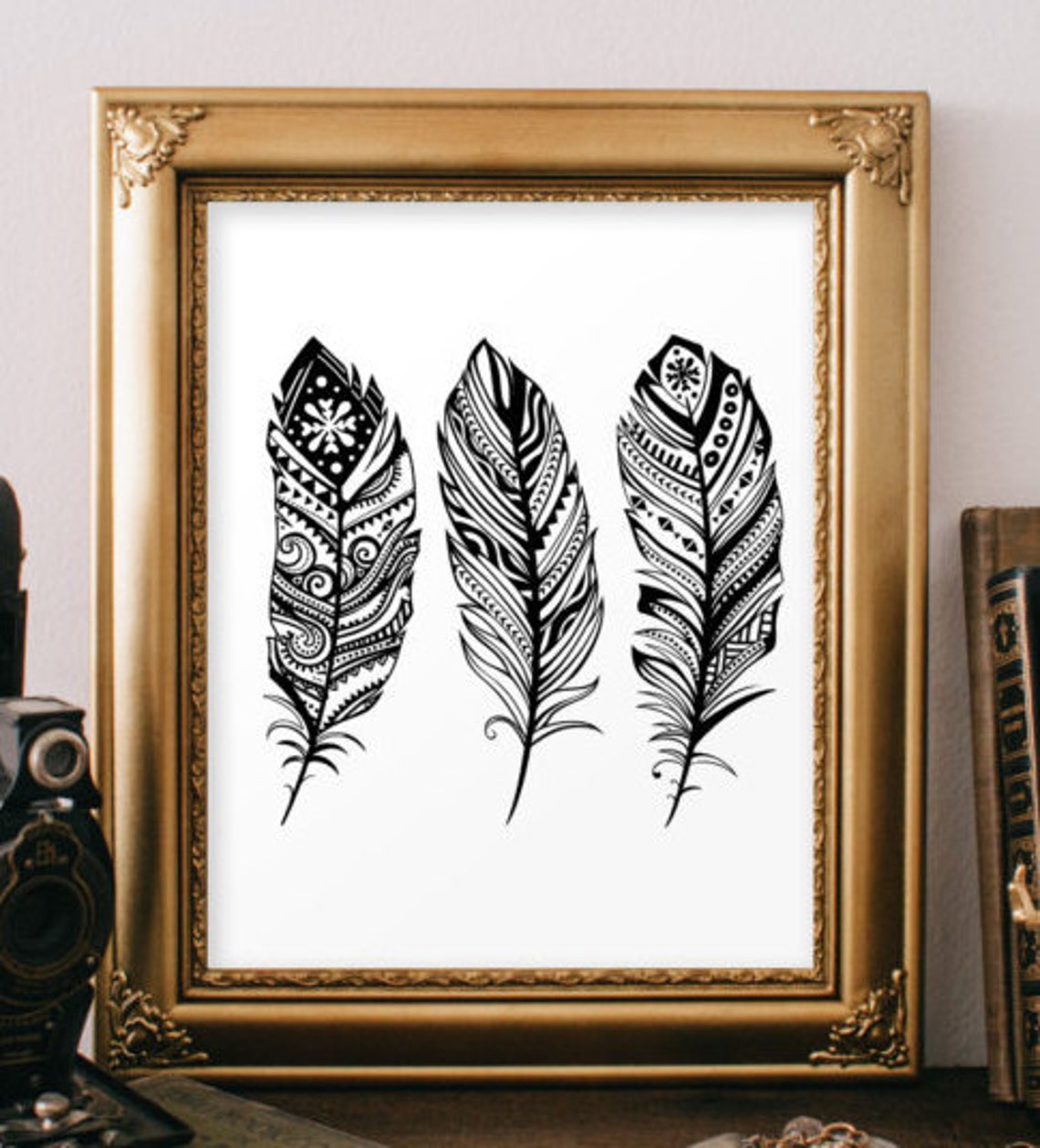 Feather Artwork Feather Art Print Feather Decor Black Feathers - Etsy