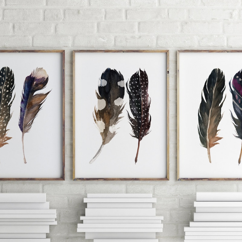 Feather Prints Wall Art - Etsy
