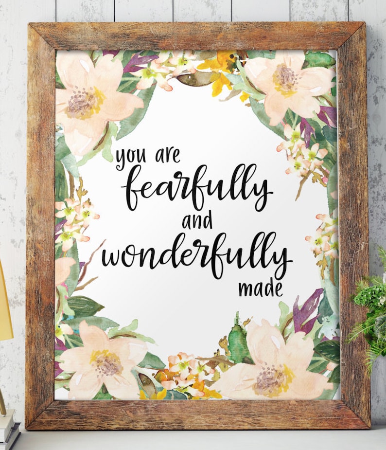 You Are Fearfully and Wonderfully Made Nursery Bible Verse | Etsy