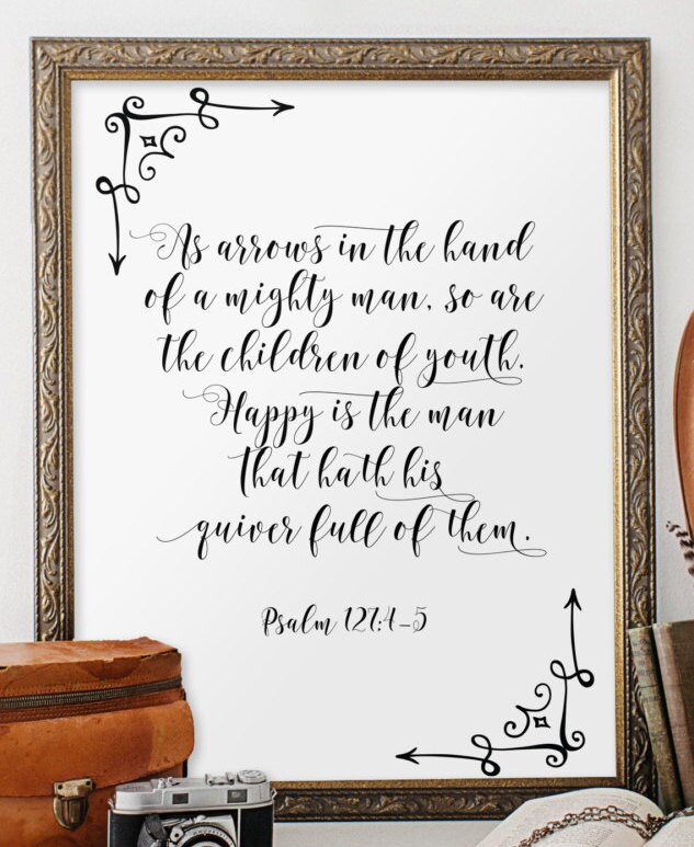 Christian Wall Art Bible Verse Psalm 127:4-5 Scripture Art | Etsy