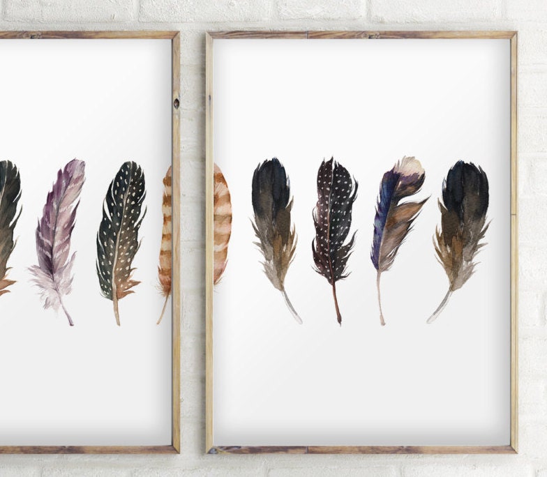 Tribal Art Print Tribal Decor Feather Art Feather Wall Art | Etsy