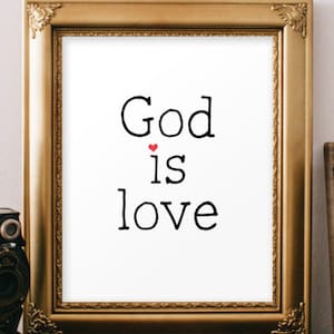 Scripture Art Print, God is Love Bible Verse, Christian Art, Bible ...