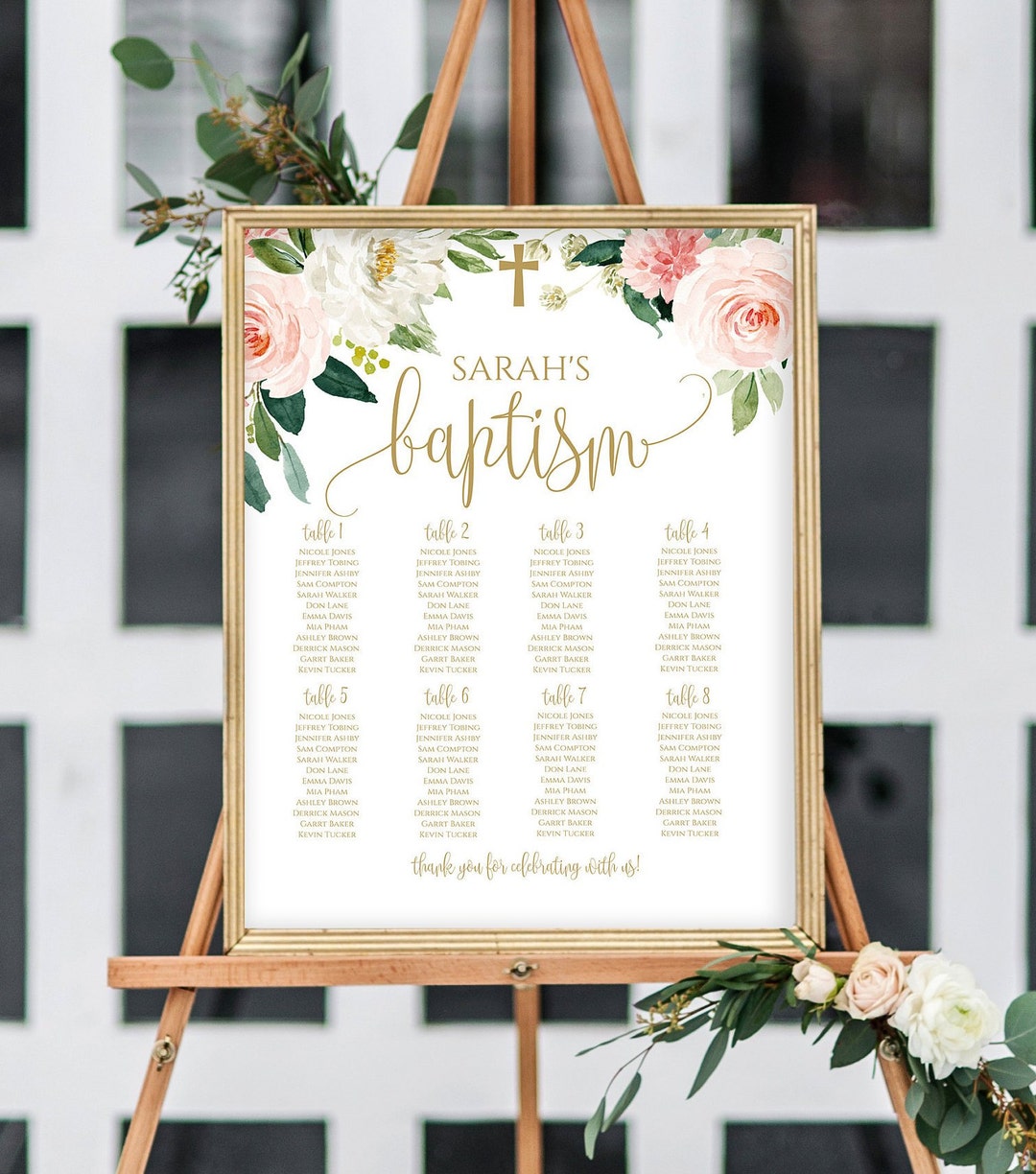 Baptism Seating Chart Template, DIY Seating Chart, Editable Seating ...