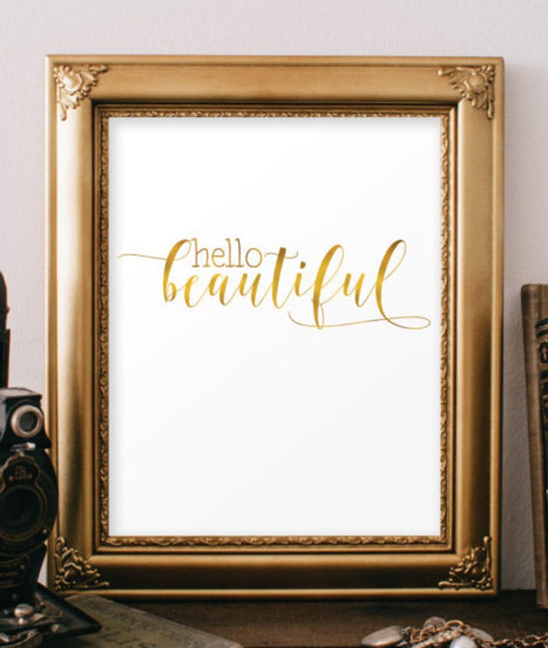 Hello Beautiful Printable Art Gold Foil Print Nursery Prints - Etsy