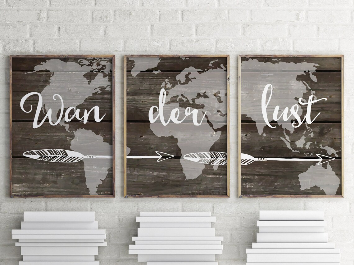 Wanderlust Printable Art Set of 3 Prints Wall Art Teen Room - Etsy