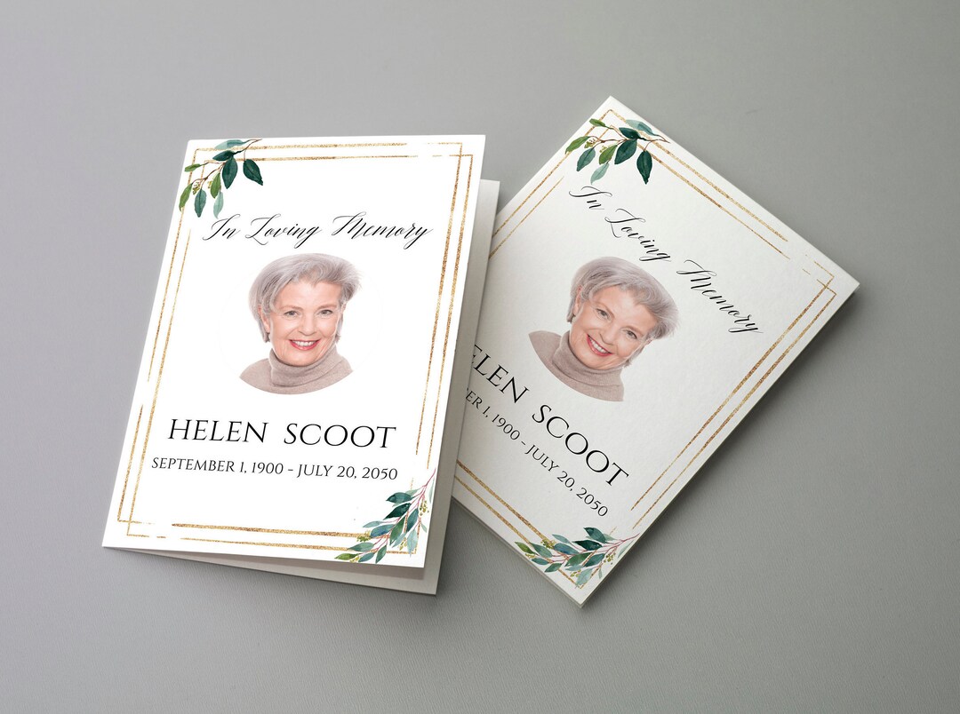 Funeral Program Template Folded Memorial Program Template, Program ...