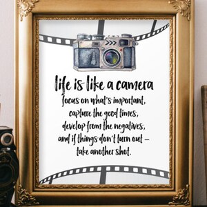 Life is Like a Camera Quotes, Inspirational Print, Positive Quote ...