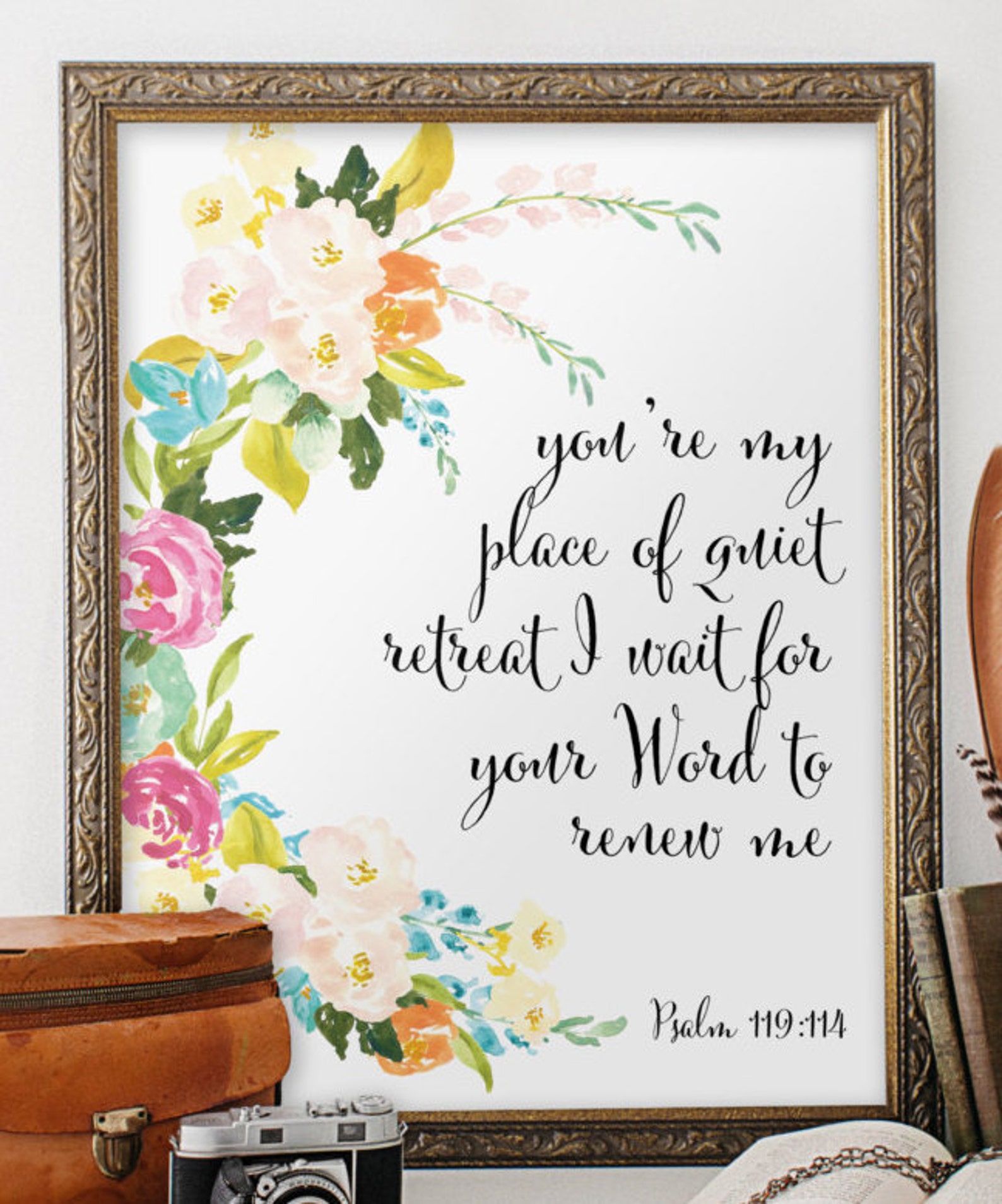 Bible Verse Art Floral Christian Wall Decor Scripture Wall Art - Etsy