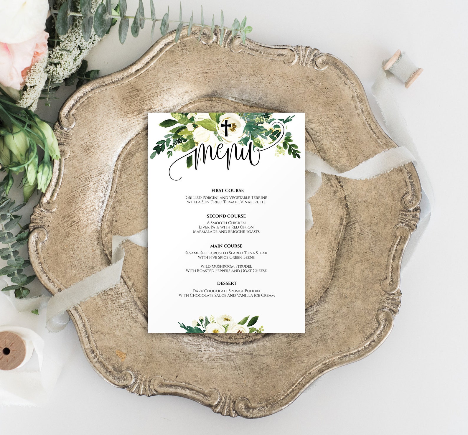 Menu for Baptism Instant Download Greenery Baptism Menu - Etsy