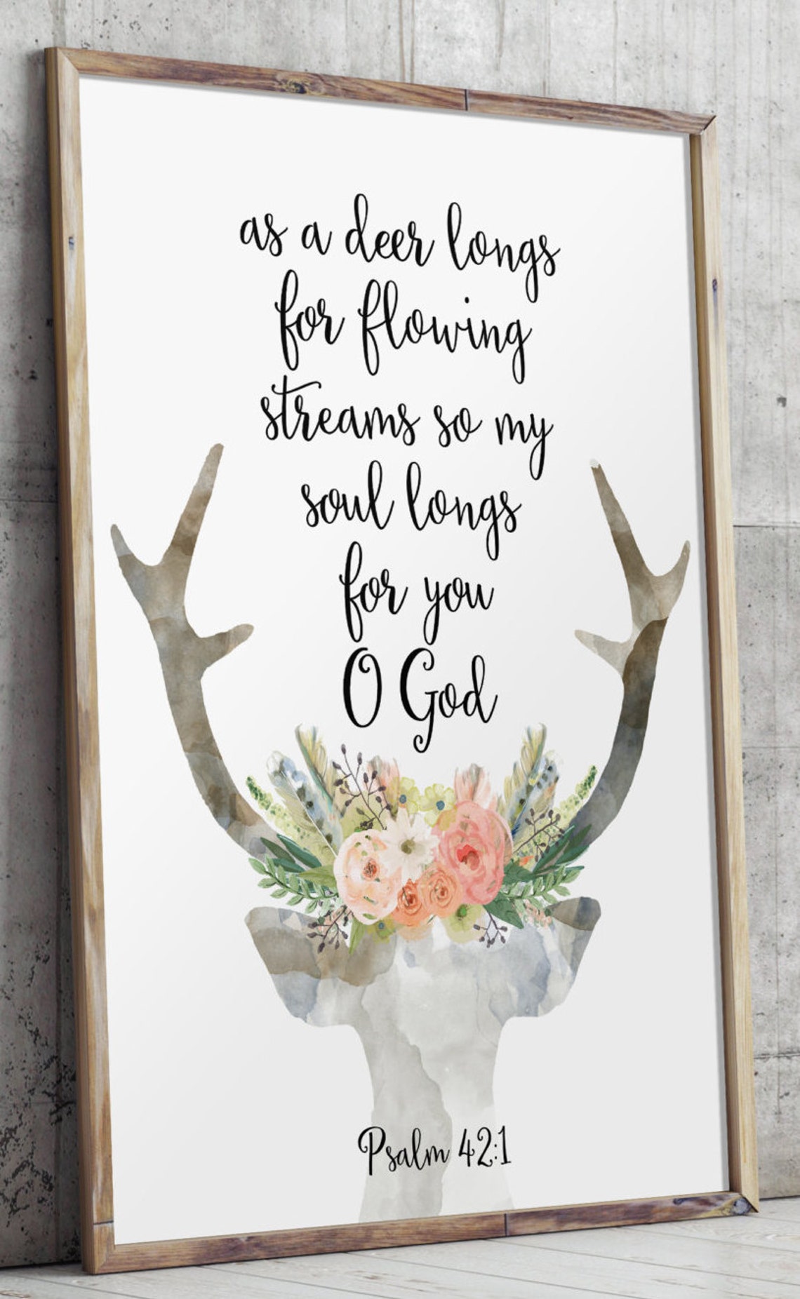 Psalm 42, Deer Bible Verse, Bible Verse, Scripture Print, Christian Art ...