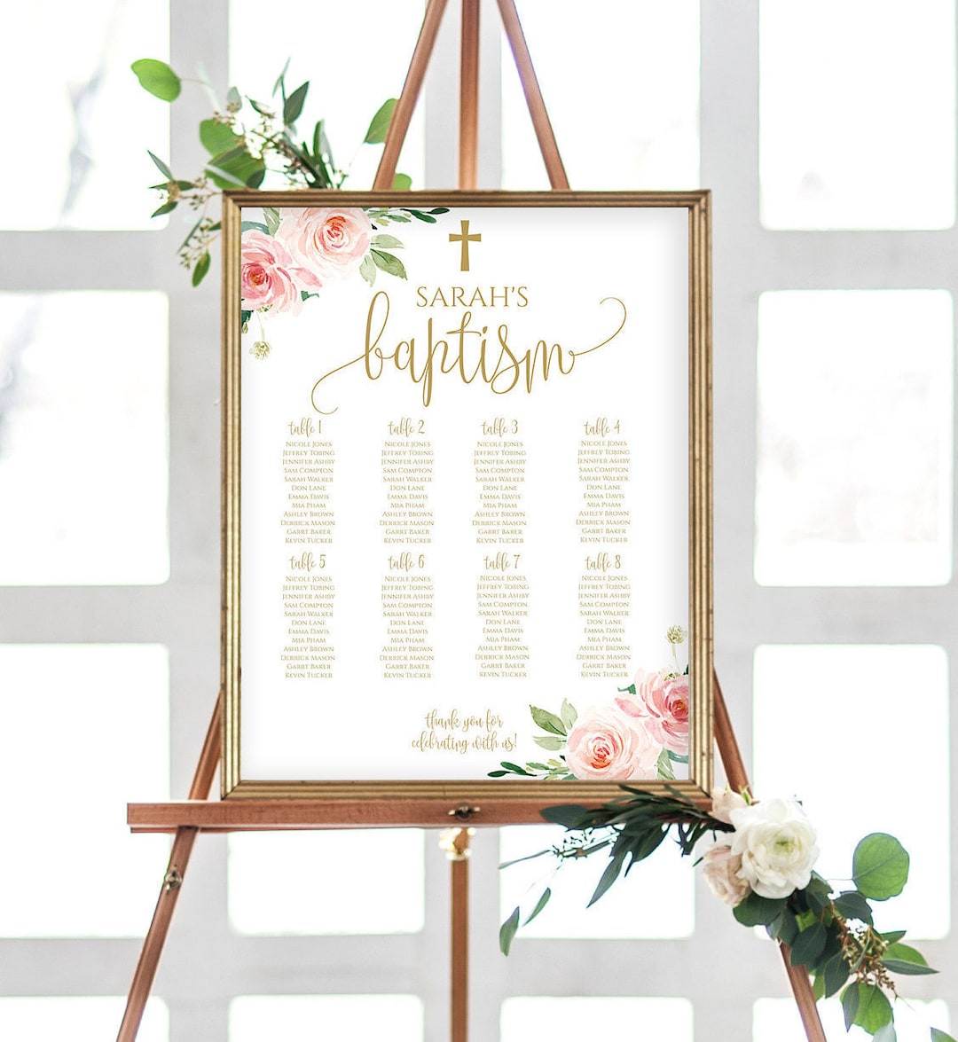 Baptism Seating Chart Template, DIY Seating Chart, Editable Seating ...