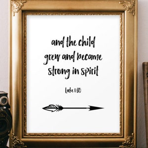 Luke 1:80 Verse, Nursery Bible Verse, Boy Nursery Decor, Nursery Arrows ...