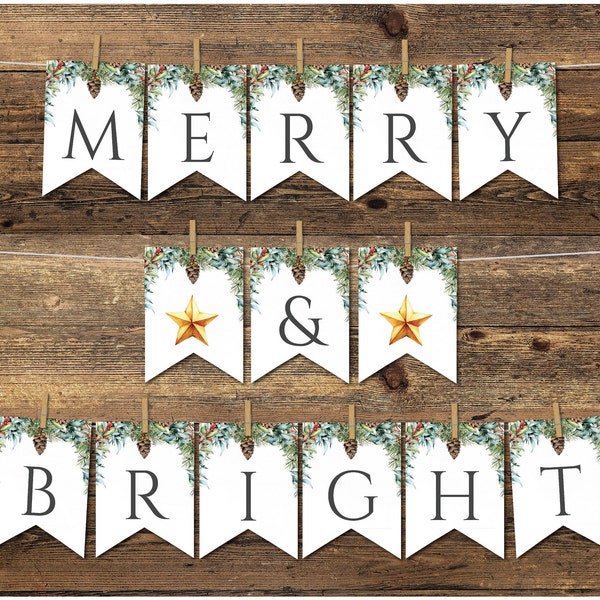 Merry and Bright Banner - Etsy