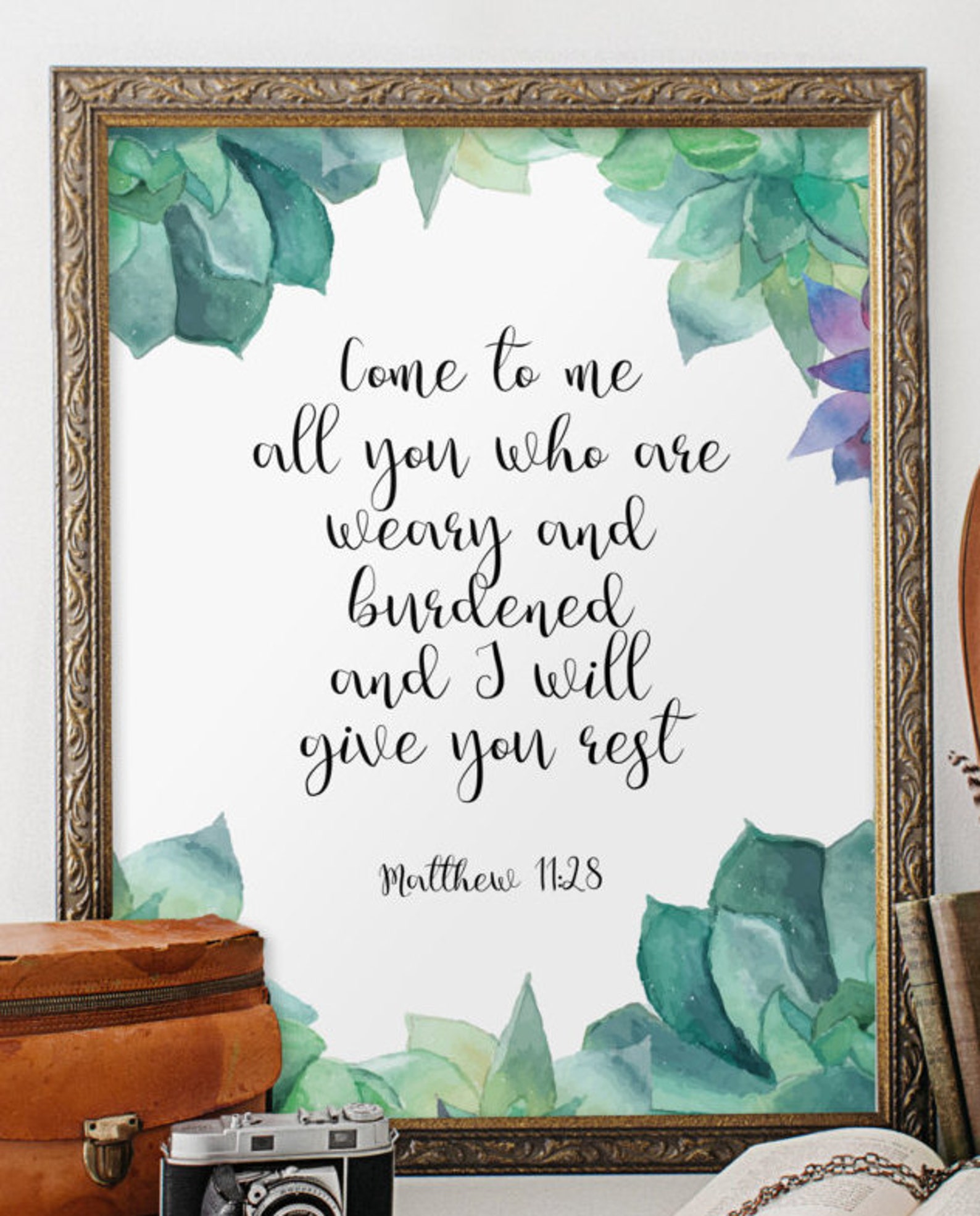 Christian Poster Matthew 11:28 Scripture Art Printable 8x10 - Etsy