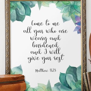 Christian Poster, Matthew 11:28, Scripture Art Printable, 8x10 11x14 ...