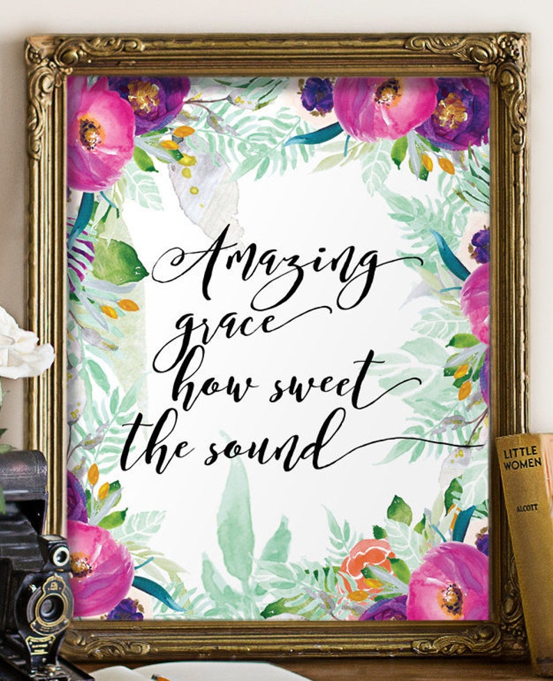 Amazing Grace How Sweet the Sound Hymn Wall Art Bible Verse - Etsy