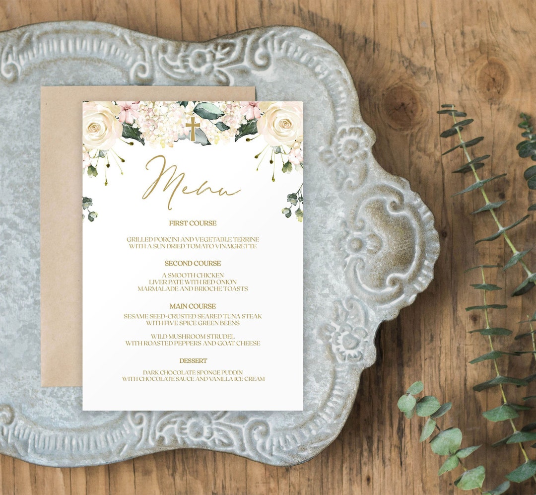 Baptism Decoration, Baptism Menu Template, Baptism Menu Card ...