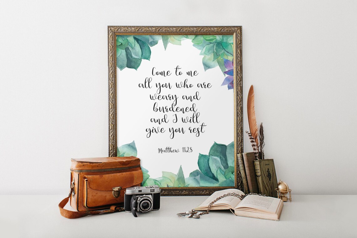 Christian Poster Matthew 11:28 Scripture Art Printable 8x10 - Etsy